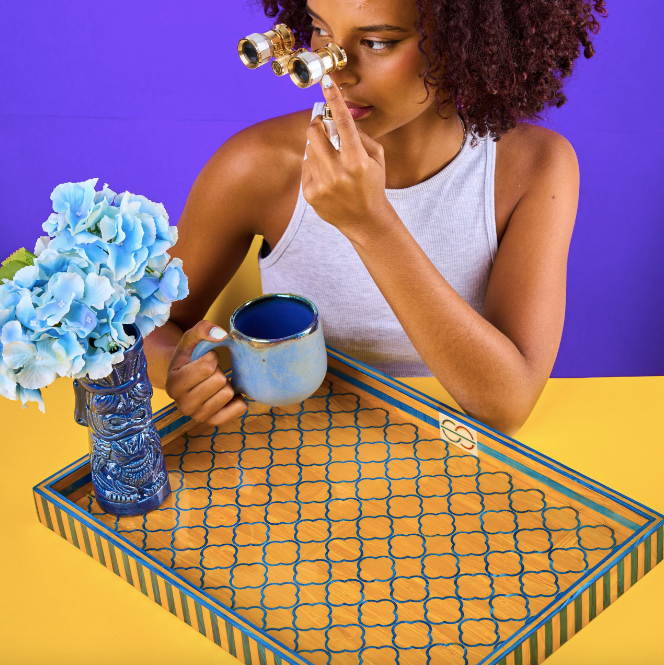 Golden Clouds Rectangle Tray